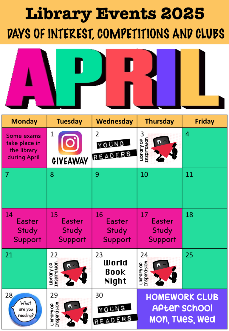 School Library Events Monthly Calendar – Tynecastle High School